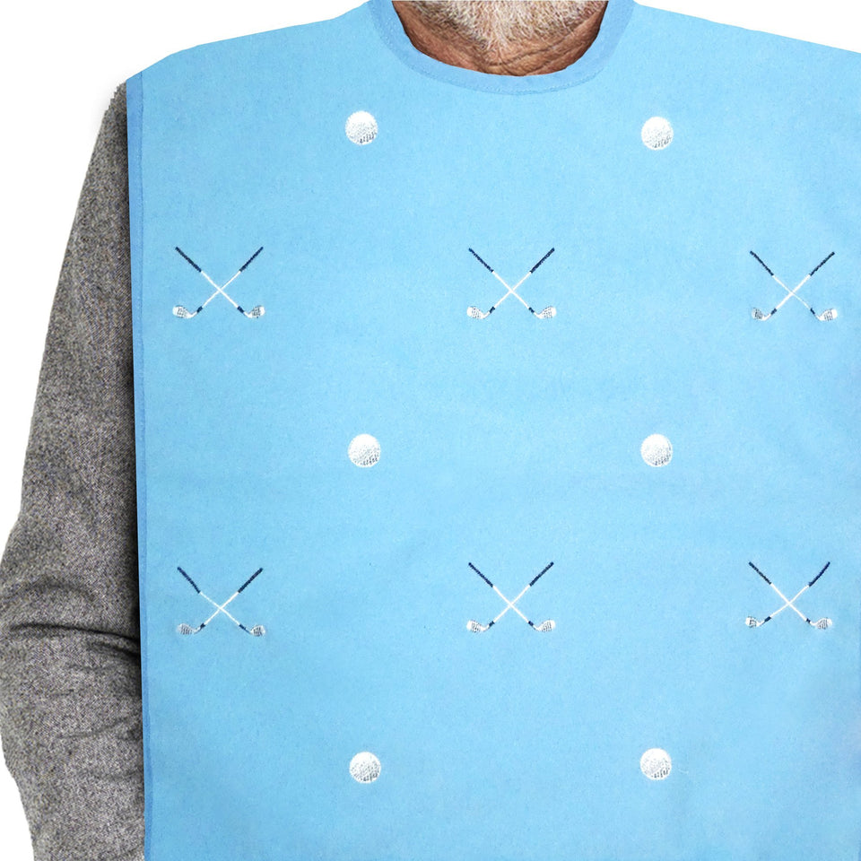 Men's Adult Bib with Golf Pattern: Mealtime Accessory